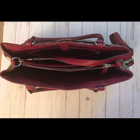 Coach | Bags | Coach Large Totepurse Red And Tan | Poshmark